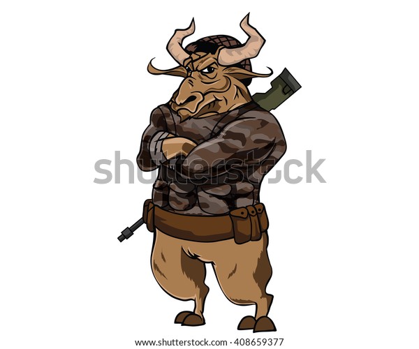 Bull Character Soldier Stock Vector (Royalty Free) 408659377 | Shutterstock