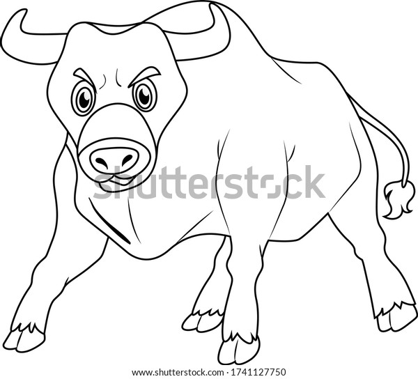 Bull Coloring Book Cartoon Vector Art 库存矢量图（免版税）1741127750 | Shutterstock