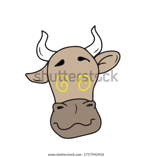 Bull Face Confused Expression Sticker Vector Stock Vector (Royalty Free ...