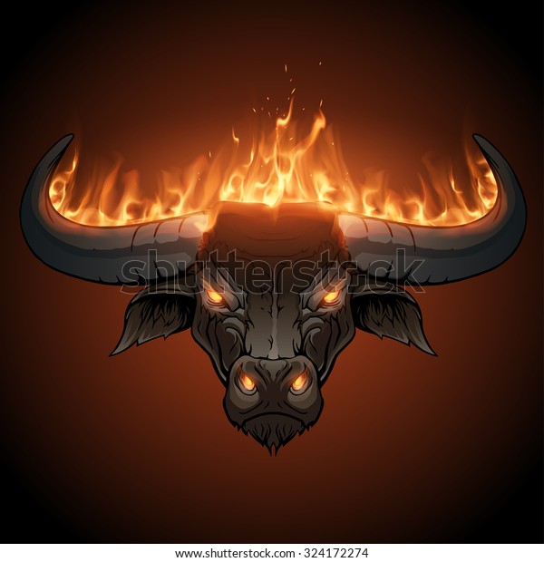 Bull Head Flame Illustration Stock Vector (Royalty Free) 324172274
