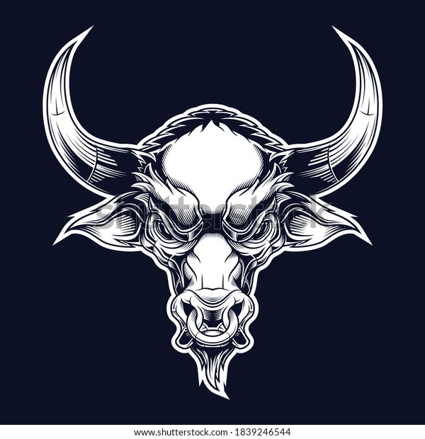 Bull Head Vector Illustration Stylish Engraving Stock Vector (Royalty ...