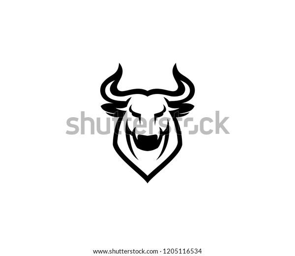 Plantilla de logotipo de toros Aspecto frontal Vector blanco y negro