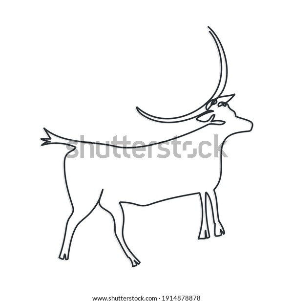 Bull One Line Cave Drawing Vector Stock Vector (Royalty Free ...