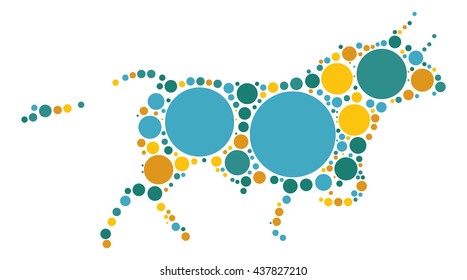 Bull Shape Vector Design By Color: vector de stock (libre de regalías ...