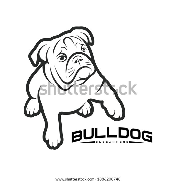 Bulldog Logo Vector Illustration Template Outline Stock Vector (Royalty ...
