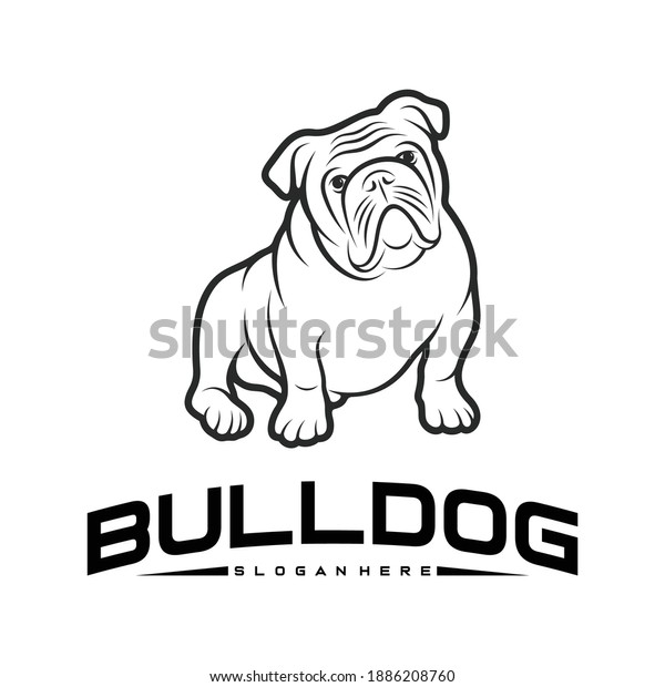 Bulldog Logo Vector Illustration Template Outline Stock Vector (Royalty ...