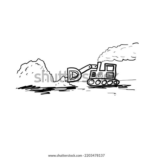 Bulldozer Illustration Vector Line Art Stock Vector (Royalty Free ...