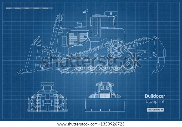 Bulldozer Outline Style Front Side Back Stock Vector (Royalty Free ...