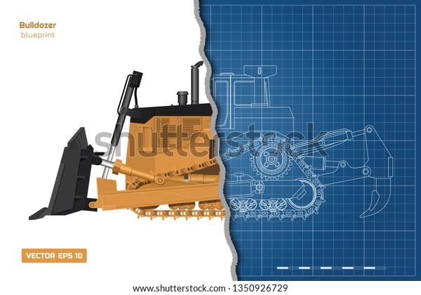 Bulldozer Outline Style Front Side Back Stock Vector (Royalty Free ...