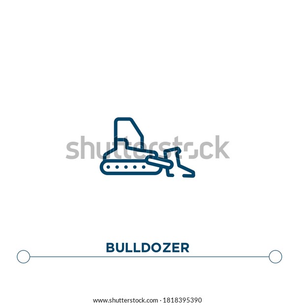 Bulldozer Outline Vector Icon Simple Element Stock Vector (Royalty Free ...