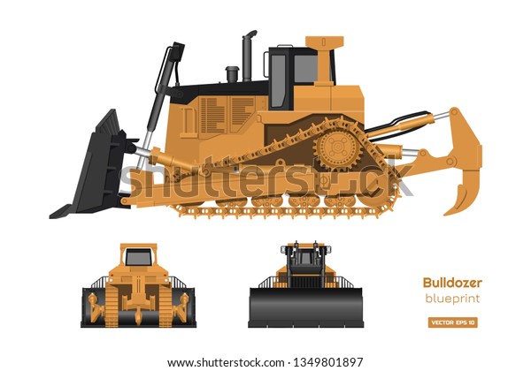 Bulldozer Realistic Style Front Side Back Stock Vector (Royalty Free ...