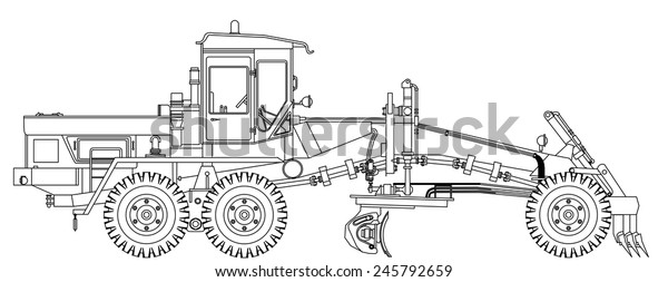 Bulldozer Technical Draw Stock Vector (Royalty Free) 245792659