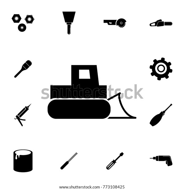 Bulldozer Tractor Bucket Icon Set Construction Stock Vector (Royalty ...