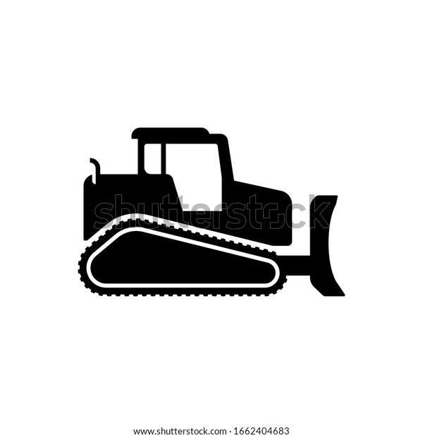 Bulldozer Vector Icon Illustration Silhouette Bulldozer Stock Vector ...