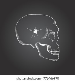 Bullet Hole Skull Hand Drawn Vector Stock Vector (Royalty Free ...
