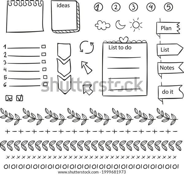 Bullet journal element. Handwritten sketch doodle. Diary planer ...