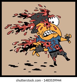 Bullets Hit Body Shooting Man Carton Stock Vector (Royalty Free ...