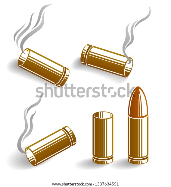 Bullets Used Cartridges Vector Illustrations Set Stock Vector (Royalty ...