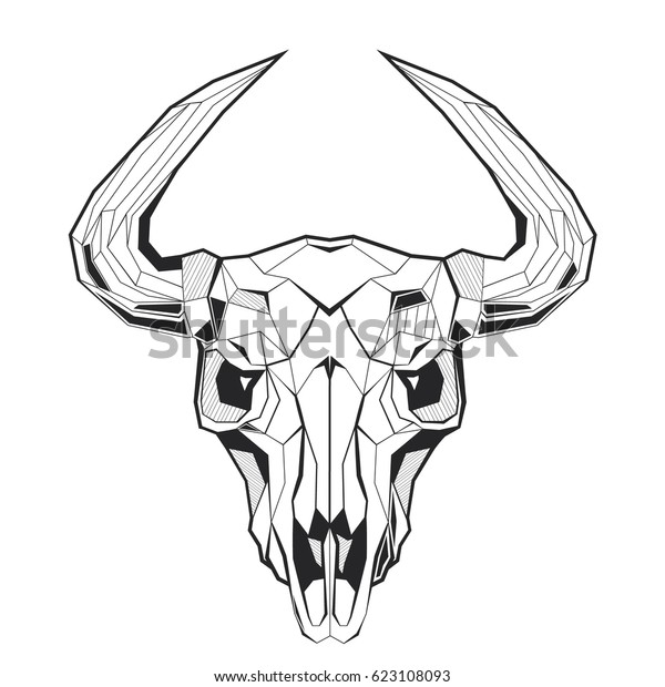 Bulls Skull Stylized Triangle Polygonal Model Stock Vector (Royalty ...