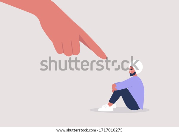 Bullying Pointing Finger Hate Sad Indian Stock-vektor (royaltyfri ...