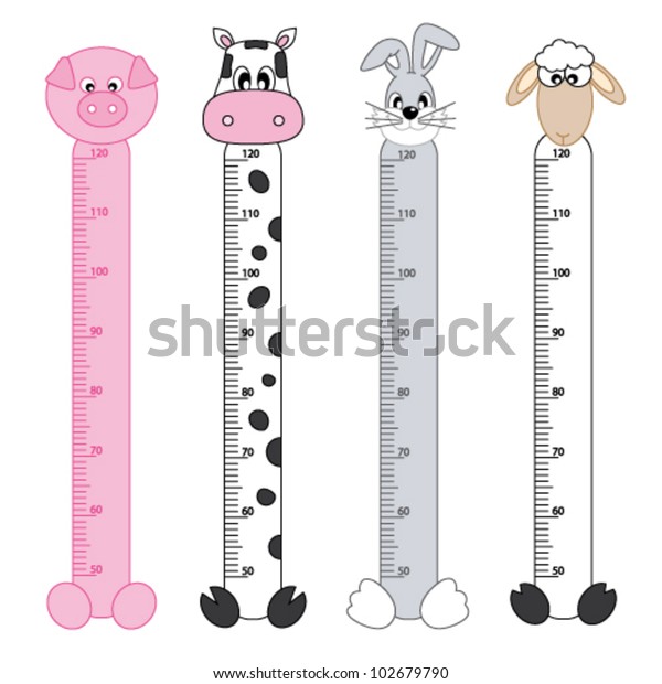 Bumper Children Meter Wall Farm Animals Stock Vector (Royalty Free ...