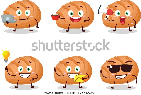 Bun Bread Cartoon Character Various Types Stock Vector (Royalty Free ...