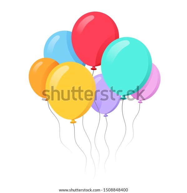 Bunch Balloons Cartoon Flat Style Isolated Stock Vector (Royalty Free ...