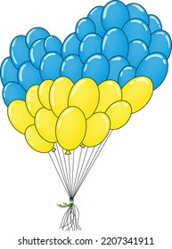 Bunch Blue Yellow Balloons Vector Illustration Stock Vector (Royalty ...