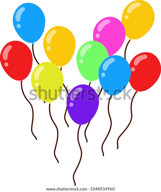Bunch Scattered Balloons 1 Stock Vector (Royalty Free) 1048934960