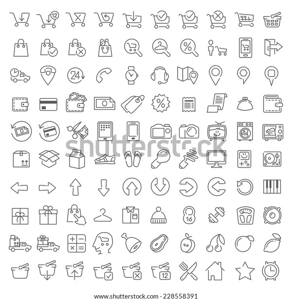 Bundle 002 Vector Clean Icons Set Stock Vector (Royalty Free) 228558391