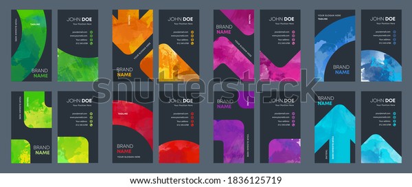 Bundle Set Vertical Business Card Template Stock Vector (Royalty Free ...
