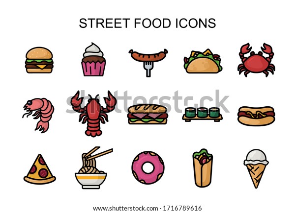 Bundle Street Food Illustrations Street Food Stock Vector (Royalty Free ...