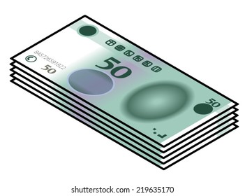 Bundle Stylized Iconic 50 Yuan Chinese Stock Vector (Royalty Free ...