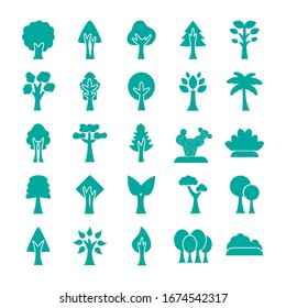 Bundle Trees Silhouette Style Icons Vector Stock Vector (Royalty Free ...