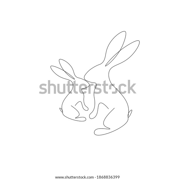 Bunny Animal Line Drawing Vector Illustration Stock Vector (Royalty ...