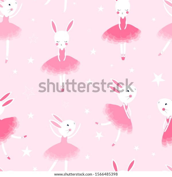 Bunny Ballerina Hand Drawing Vector Illustration Stock Vector (Royalty ...
