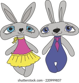Bunny Boy Girl Vector Stock Vector (Royalty Free) 220999837 | Shutterstock
