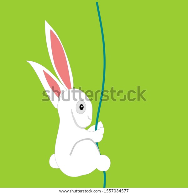 Bunny Climbing On Rope Vector Illustration Stock Vector (Royalty Free ...