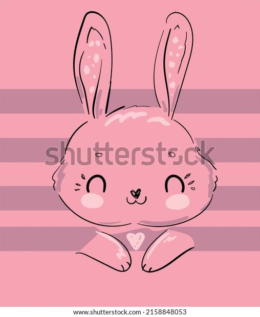 Bunny Hand Drawn Print Design Rabbit Stock Vector (Royalty Free ...