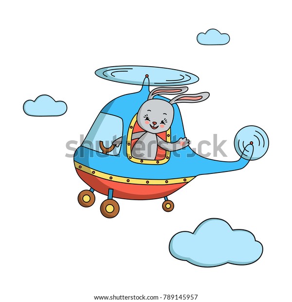 Bunny Helicopter Vector Illustration On White Stock Vector (Royalty ...
