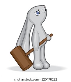 Bunny Holding Hammer Stock Vector (Royalty Free) 120478222 | Shutterstock