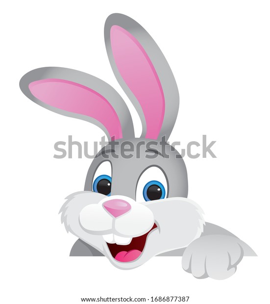 Bunny Leaning Over Edge Talking Vector Stock Vector (Royalty Free ...