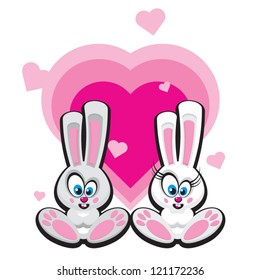 Rabbits Cartoons Heart Design Love Passion Stock Vector (Royalty Free ...