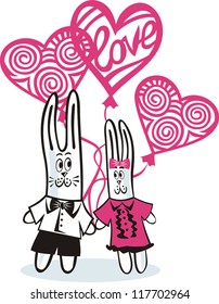 Bunny Love Cartoon Isolated Vector Illustration Stock Vector (Royalty ...