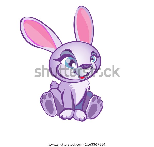 Bunny Purple Character Cartoon Vector Illustration Stock Vector ...