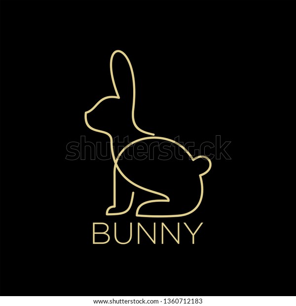 Bunny Rabbit Logo Line Style Outline Stock Vector (Royalty Free ...