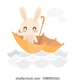 Bunny Umbrella Clouds On White Background Stock Vector (Royalty Free ...