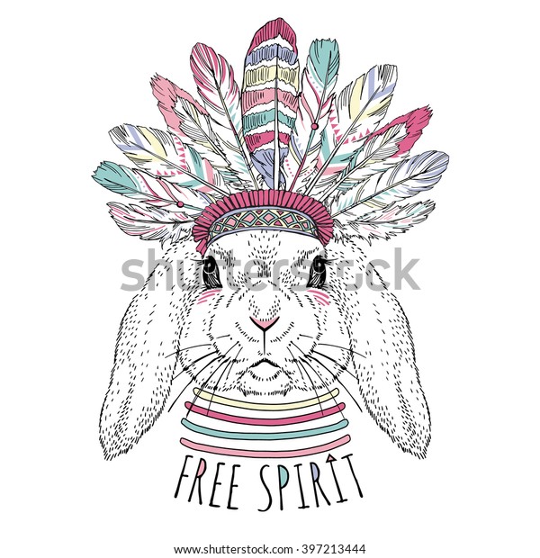 Bunny War Bonnet Aztec Art Print Stock Vector (Royalty Free) 397213444 ...