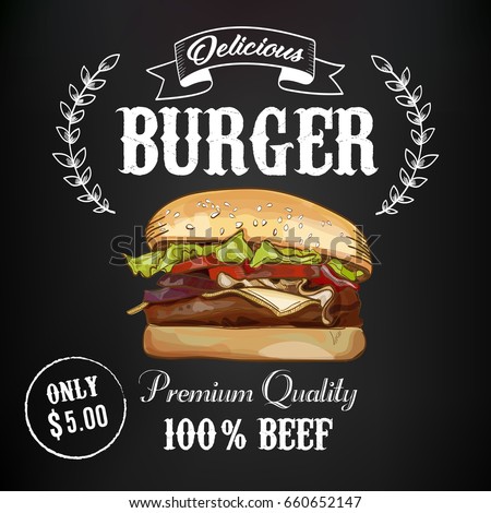 Burger Advertising Poster Design Hand Drawn Stock Vector (Royalty Free ...
