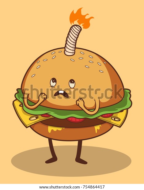 Burger Bomb Vector Illustration Fast Food Stock Vector (Royalty Free ...